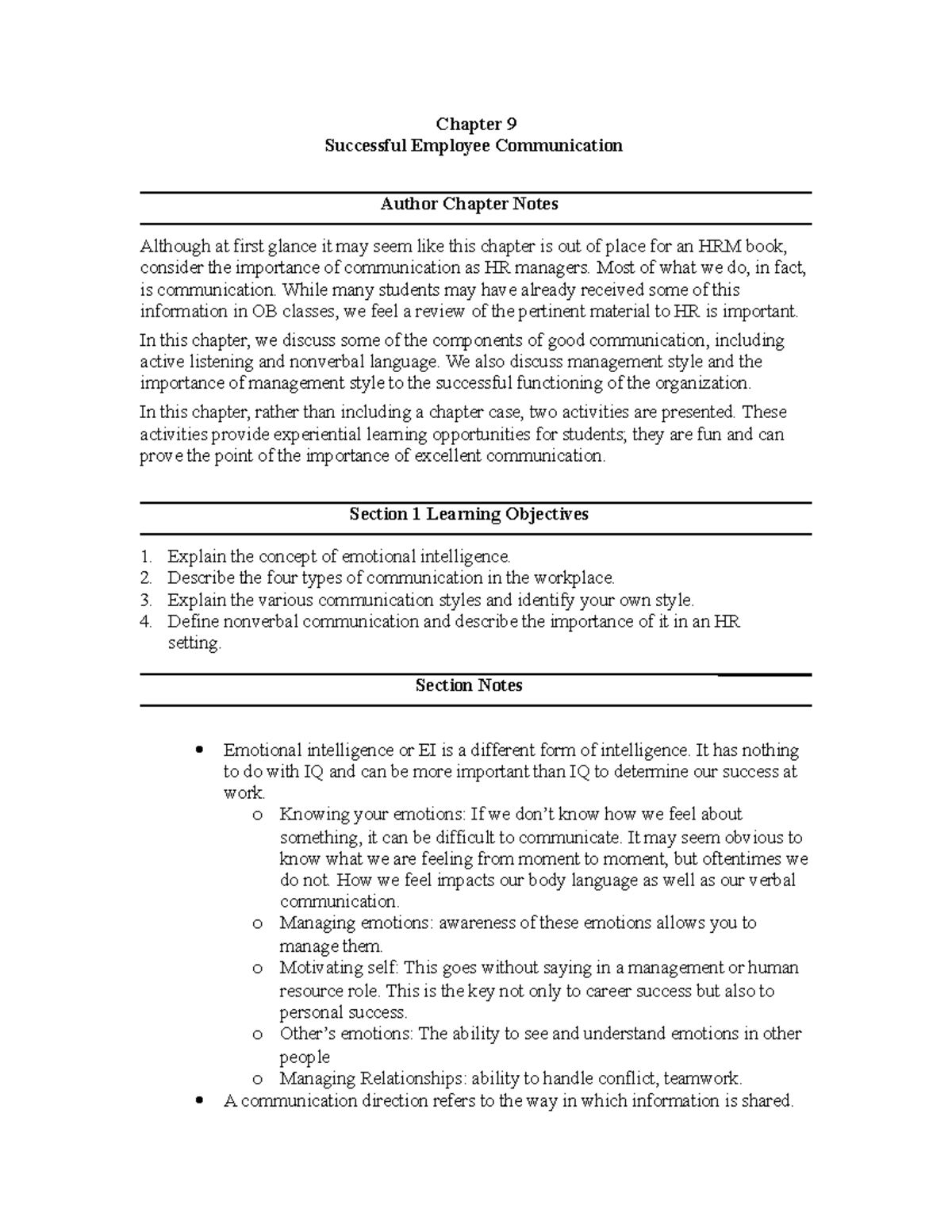 Successful Employee Communication - Chapter 9 Successful Employee ...