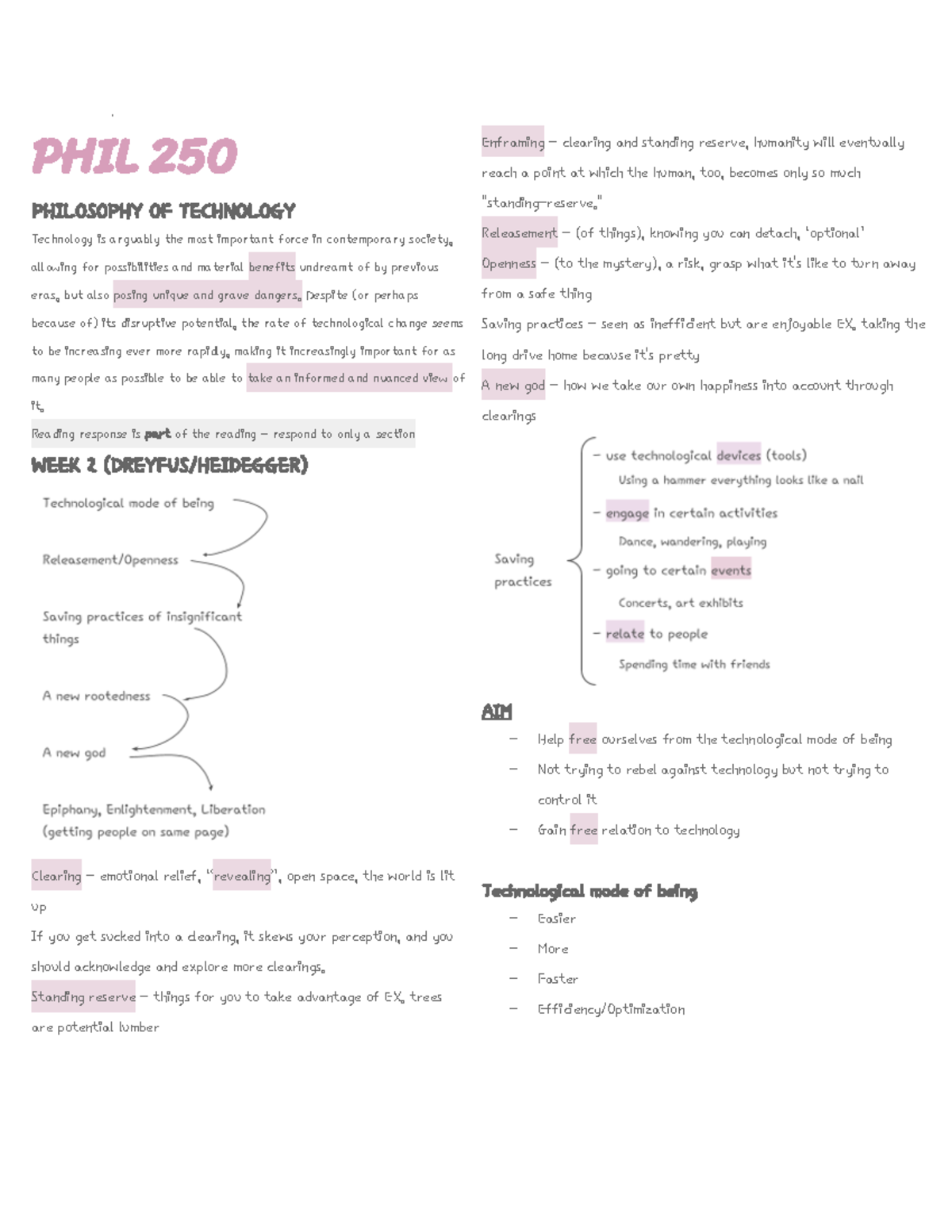 PHIL 250 DREYFUS/HEIDEGGER - . PI 250 PHILOSOPHY OF TECHNOLOGY Technology is arguably the most ...