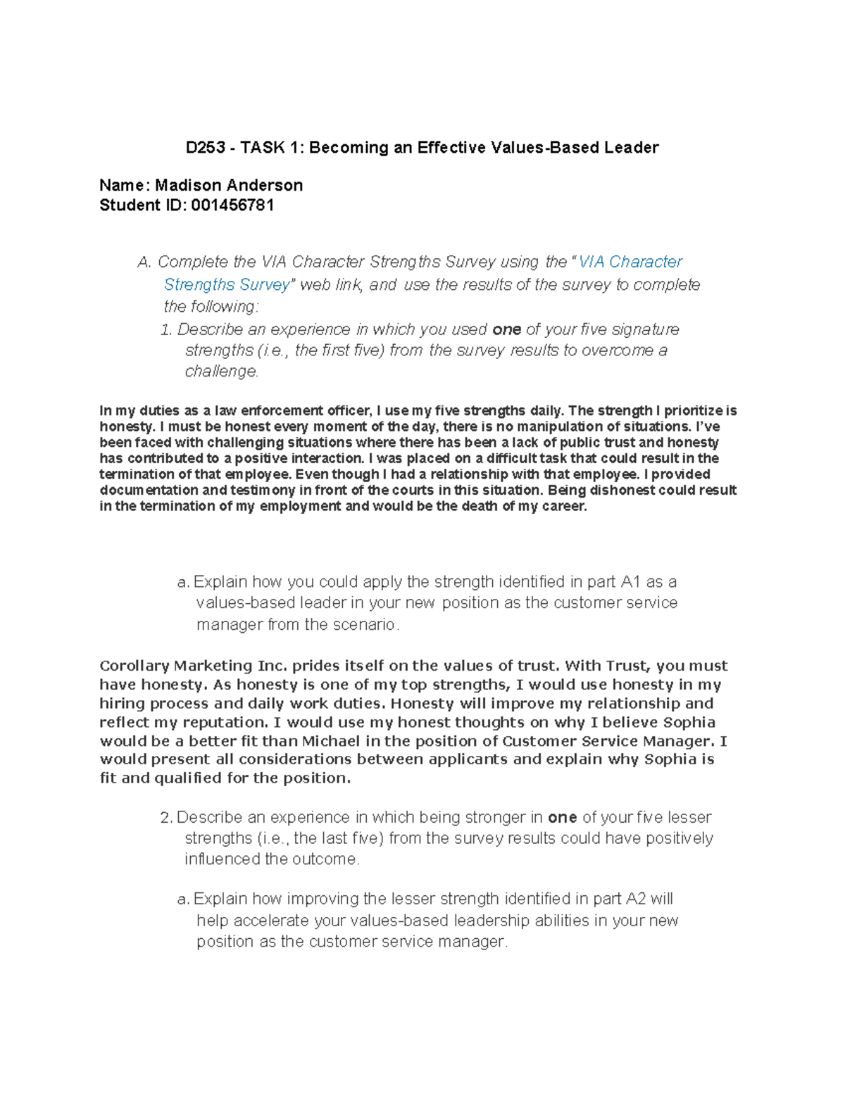 D253 Task 1- MA Sub1 - task 1. pass first try - D253 - TASK 1: Becoming ...