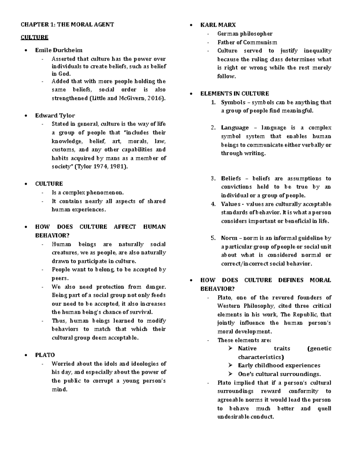 Chapter-1 - Moral- Agent- Notes-1 - CHAPTER 1: THE MORAL AGENT CULTURE ...