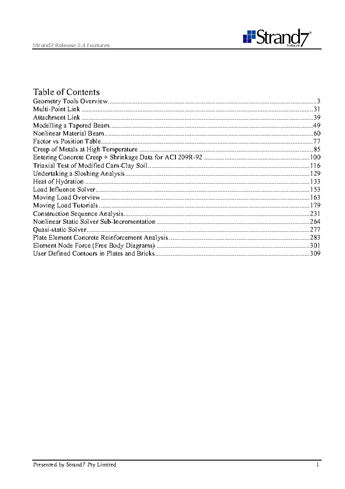 Strand 7 Finite Element Analysis Manual - Strand7 Release 2 Features ...