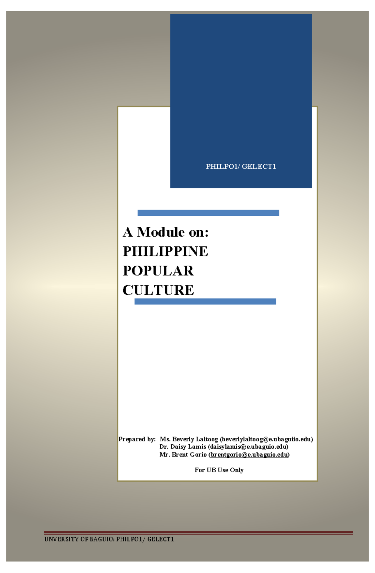 POP Culture Module - Lecture notes 1-20 - UNVERSITY OF BAGUIO: PHILPO1 ...