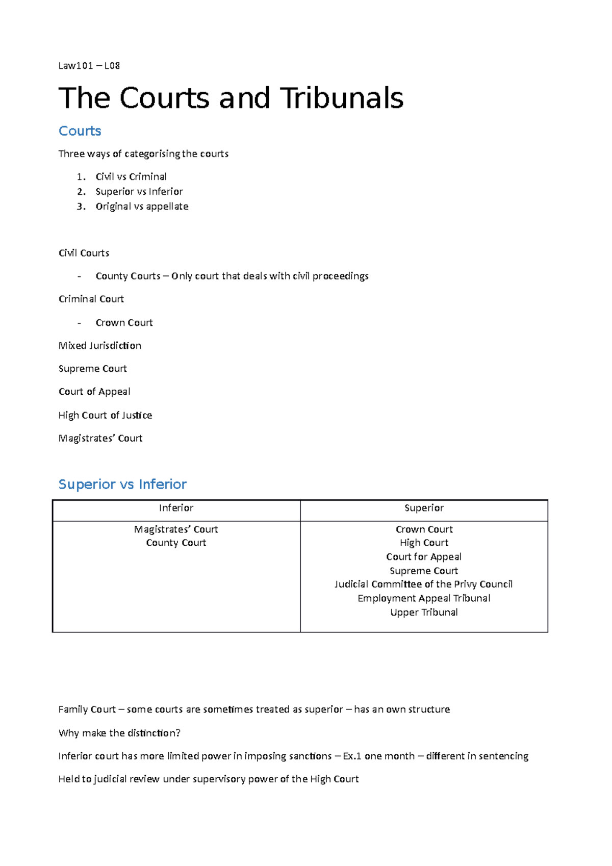 Law101 - Courts and tribunals - Law101 – L The Courts and Tribunals ...