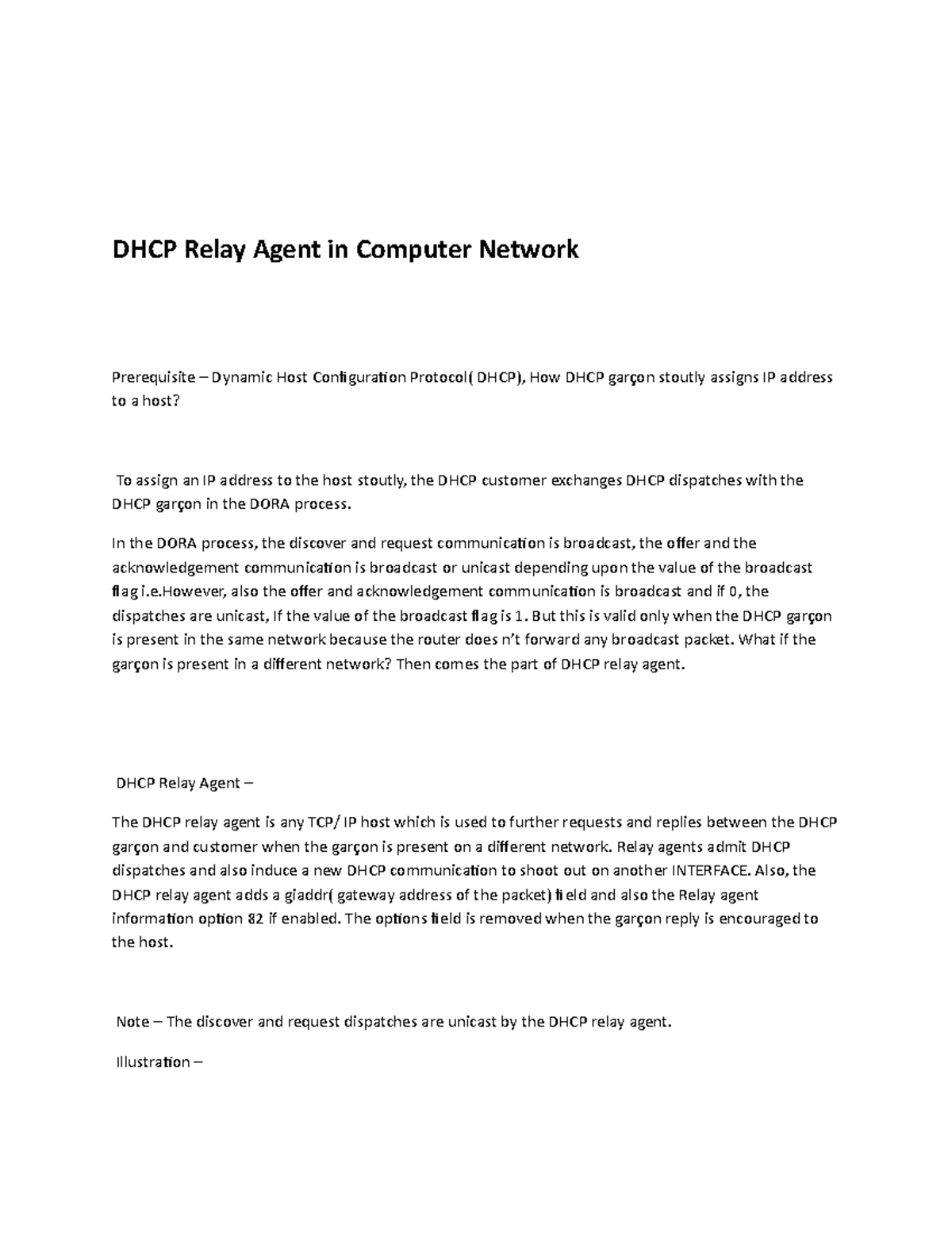 DHCP Relay Agent in Computer Network - DHCP Relay Agent in Computer Network Prerequisite ...