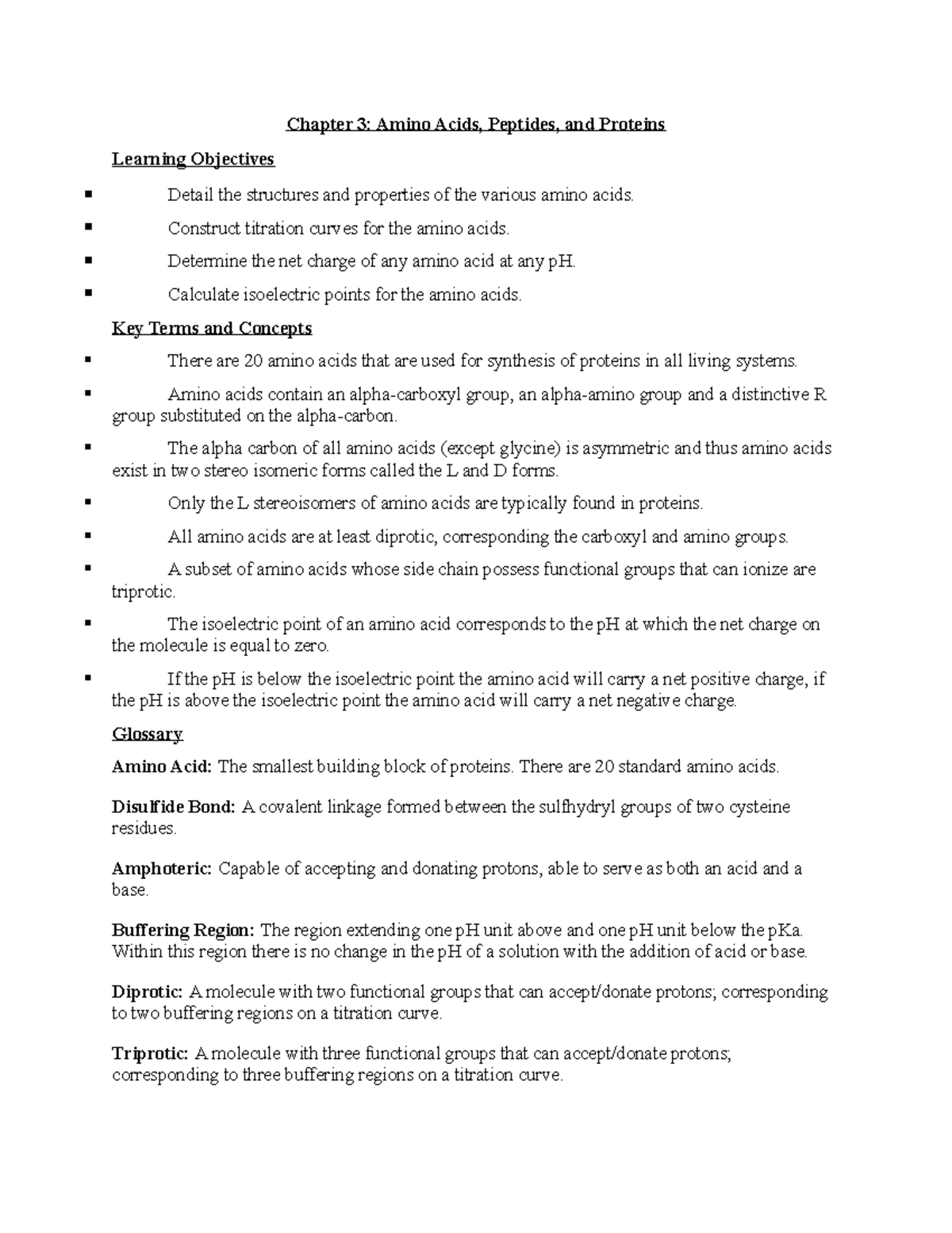 BMSC 200 Chapter 3 - Dr. Scott Napper - Chapter 3: Amino Acids ...