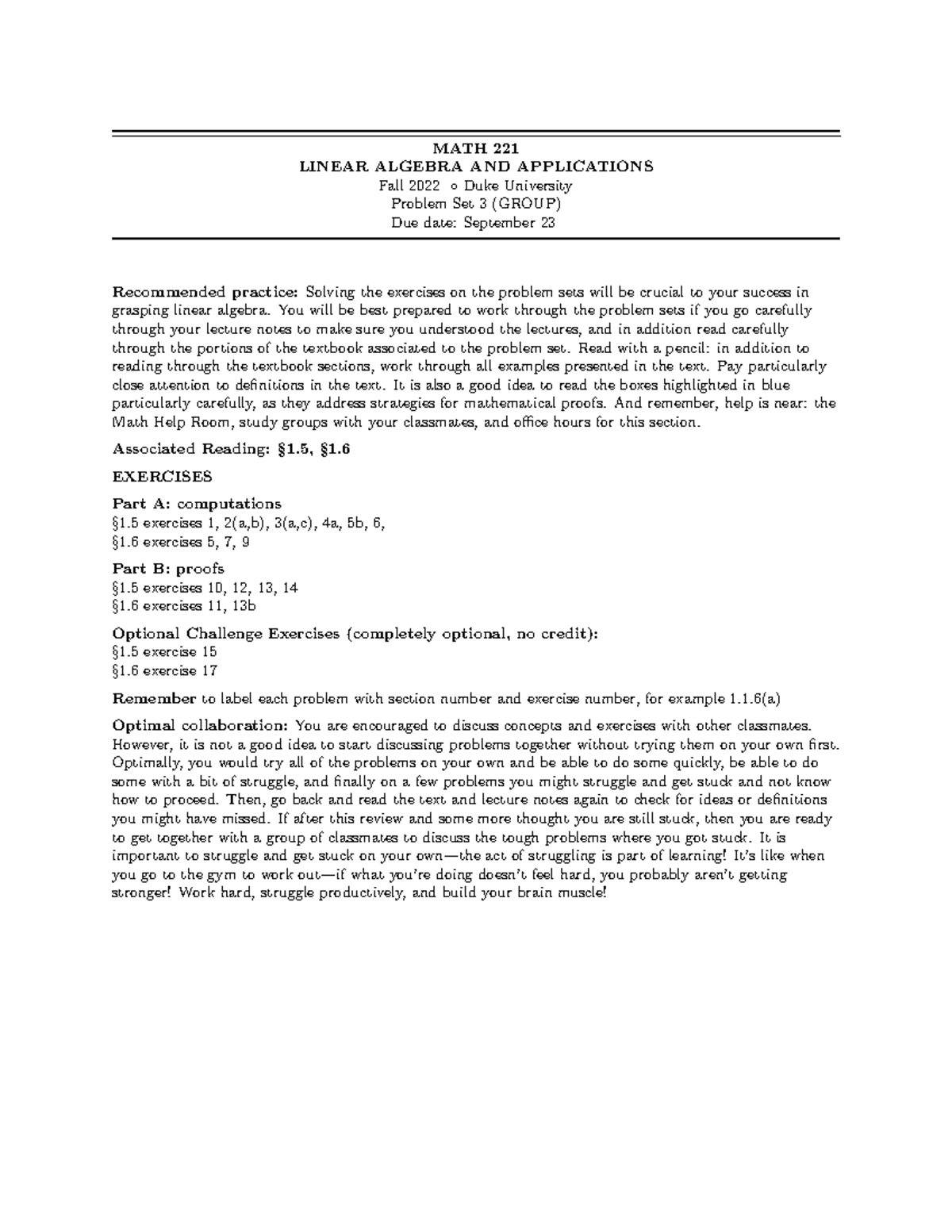 Problem Set 3 - Lorem ipsum 3 - MATH 221 LINEAR ALGEBRA AND ...