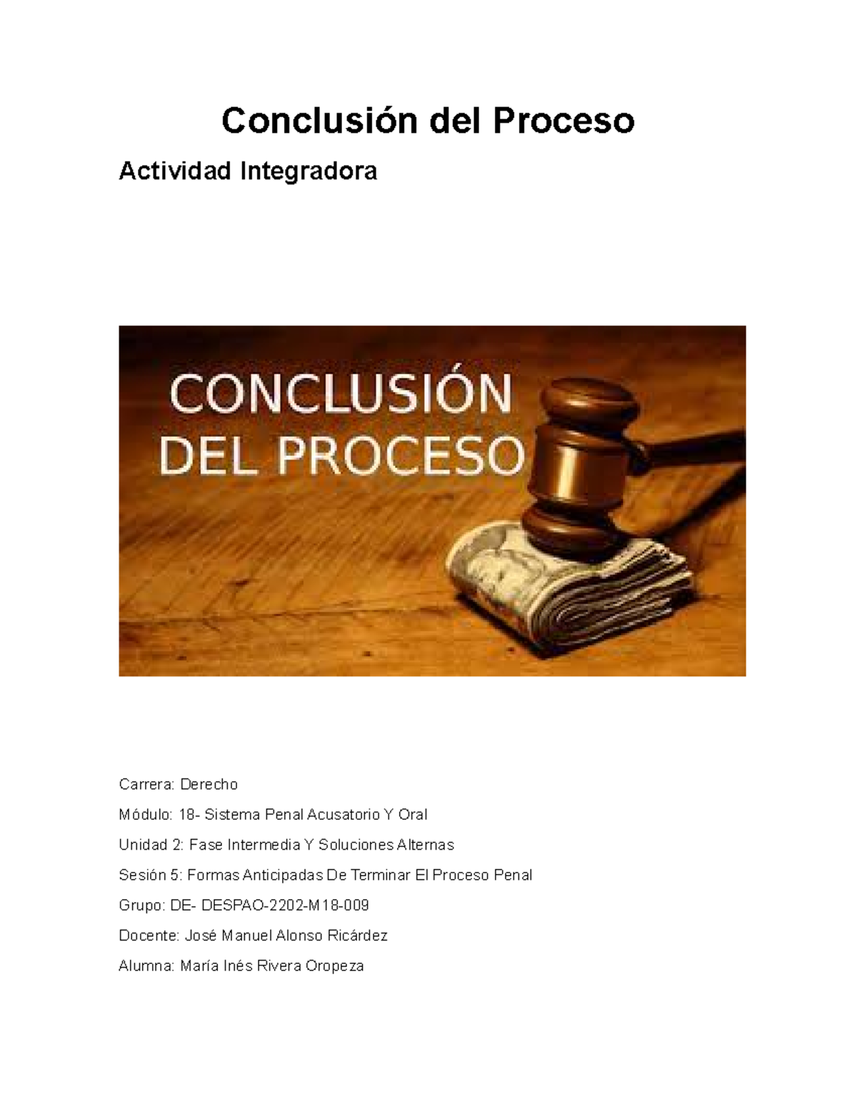 M18 U2 S5 MARO - MODULO 18 - Conclusión del Proceso Actividad ...