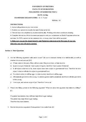 Tutorial 2 slides - Tutorial 2 - Deductive Arguments Validity, Structural Fallacies and ...