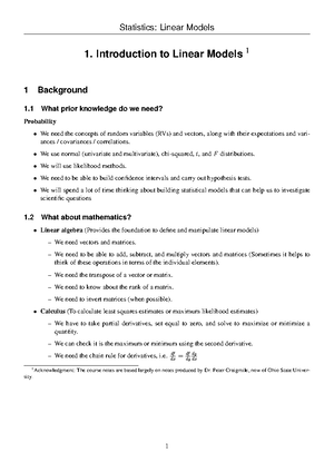 LM Intro and Least Squares Estimation - STATS4015 - Studocu