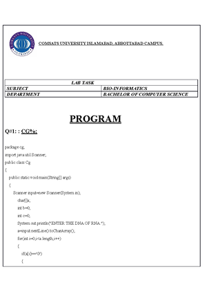 Intro to bioinformatics assignment - ASSIGNMENT 01 BIO INFORMATICS SP18 ...
