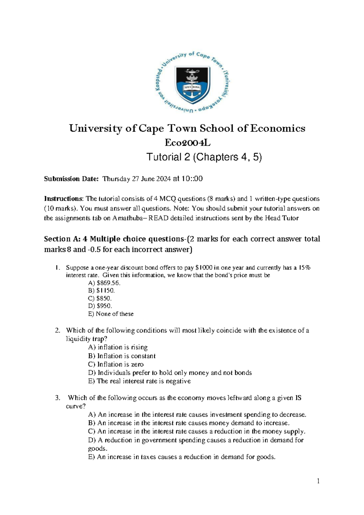 ECO2004L Tutorial2_Student (1).pdf - Practice materials - University of Cape Town School of ...