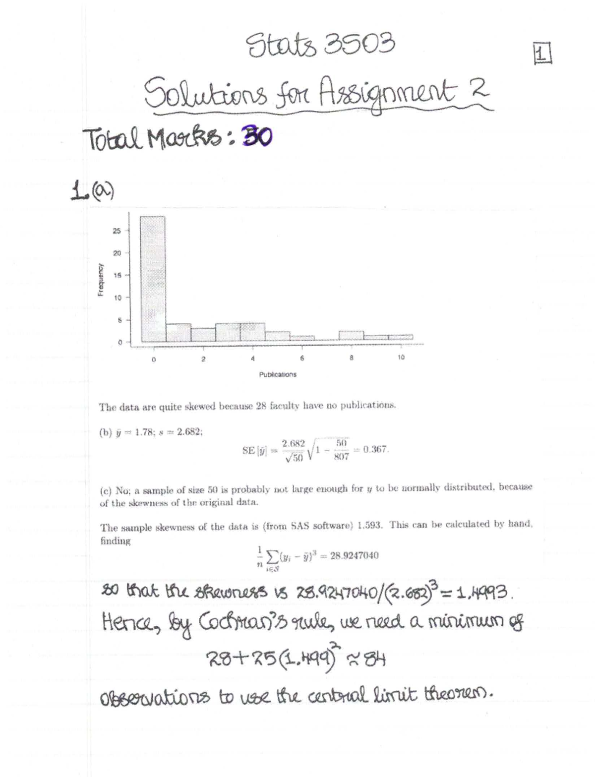 Solutions for Assignment 2 - Stats 3S03 - Studocu