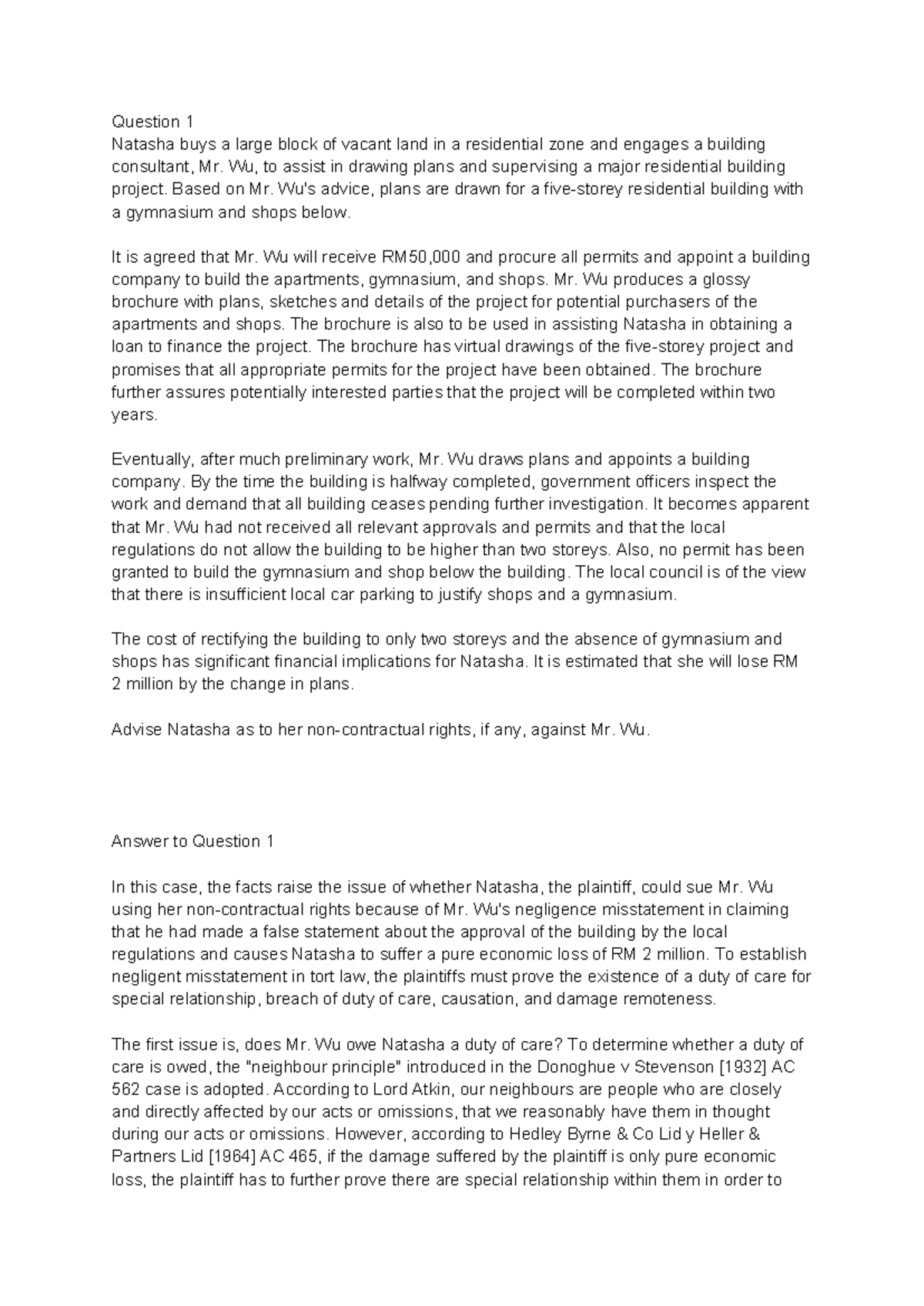 Nagligence - This is a practice question about negligence - Question 1 ...