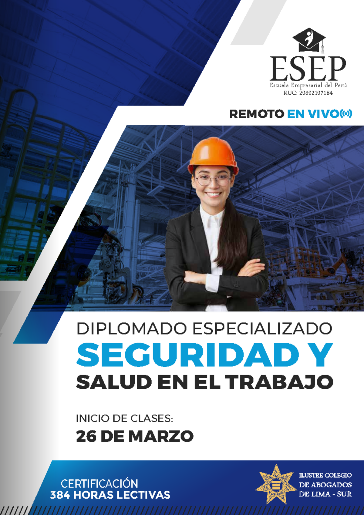Brochure SST - CERTIFICACIÓN 384 HORAS LECTIVAS SEGURIDAD Y SALUD EN EL TRABAJO REMOTO EN VIVO ...