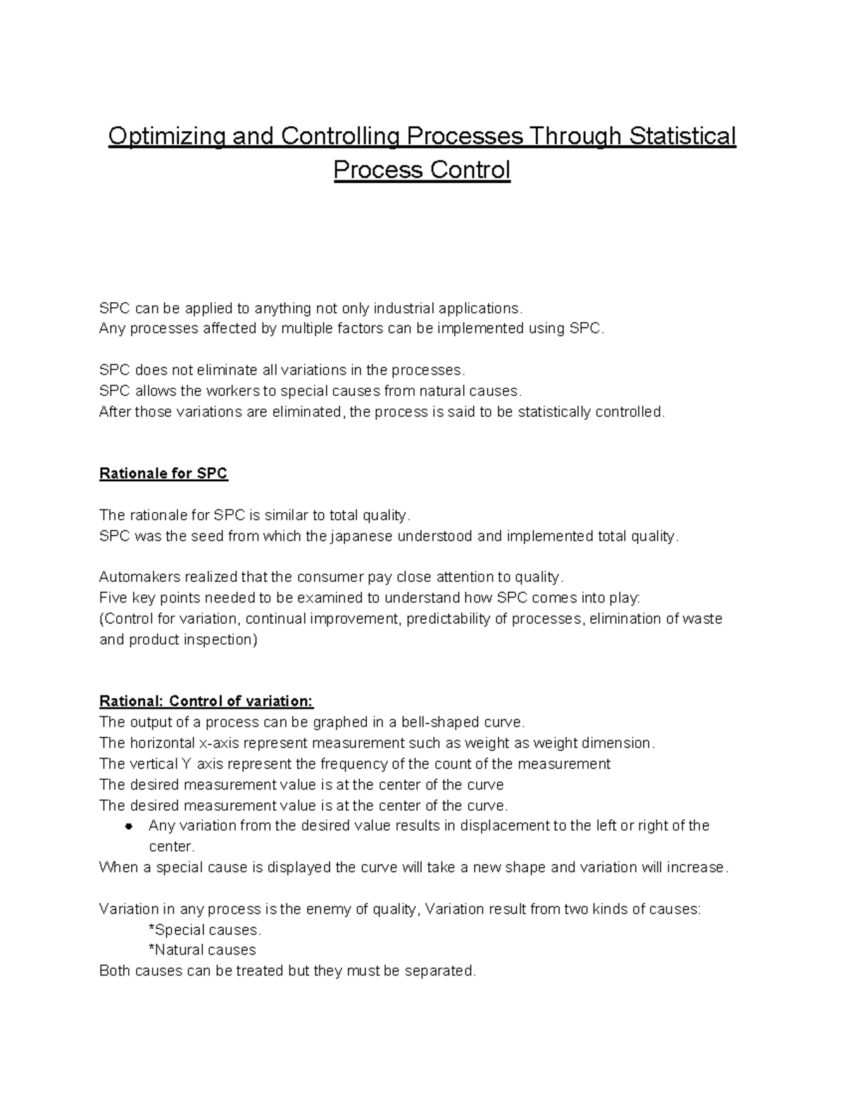 Chapter 18 Notes - Optimizing and Controlling Processes Through ...
