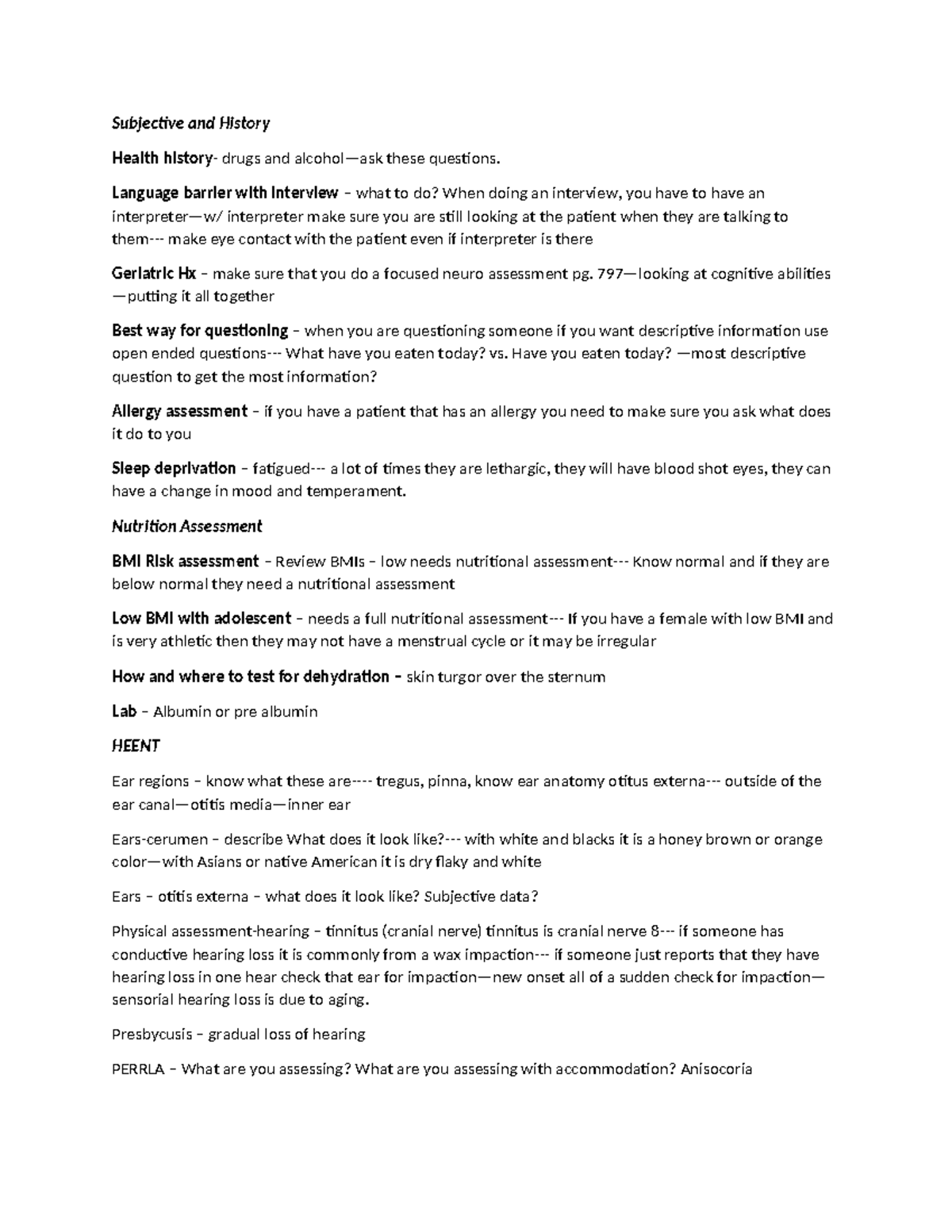 Foundations Hesi review - Subjective and History Health history- drugs ...