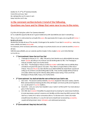 Section C Study Guide (2020) - Section C: 4th Commandment: Honor your ...