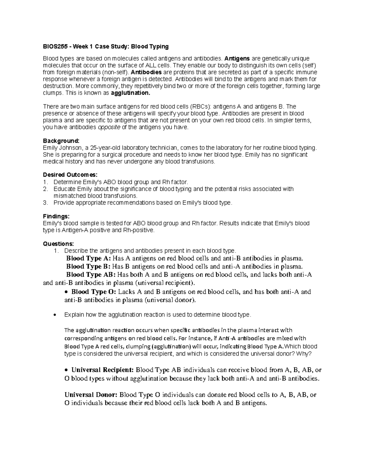 BIOS255 WK1 Case Study - BIOS255 - Week 1 Case Study: Blood Typing ...