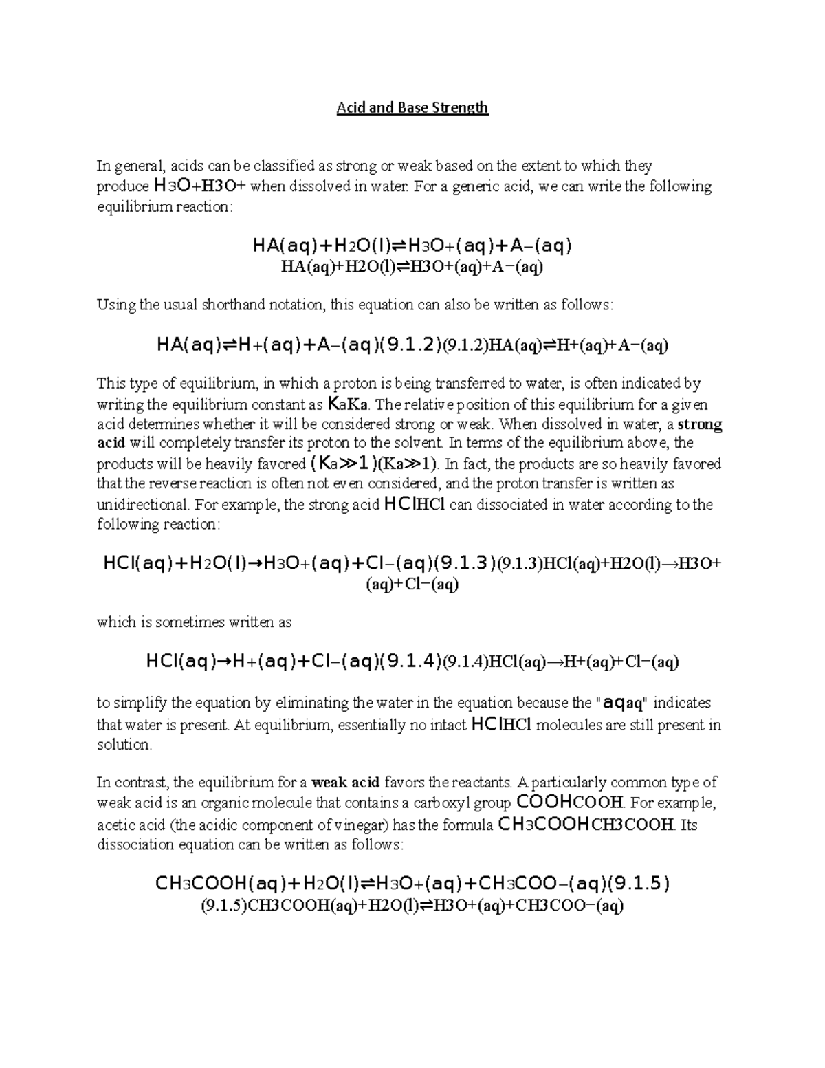Acid and Base Strength - These are notes I took over our lecture and ...