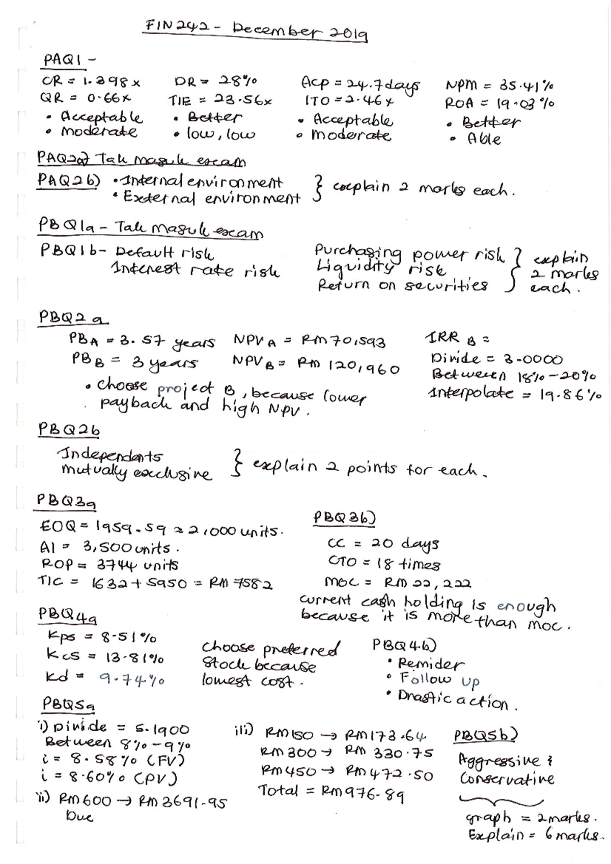 FIN242 REVISION FOR FINAL EXAM UITM SEGAMAT,SOALAN N JAWAPAN REVISION ...