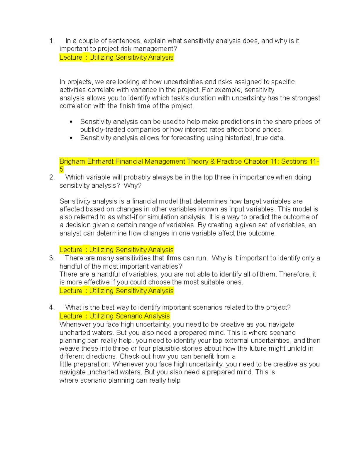 Reading - 8 - In a couple of sentences, explain what sensitivity ...