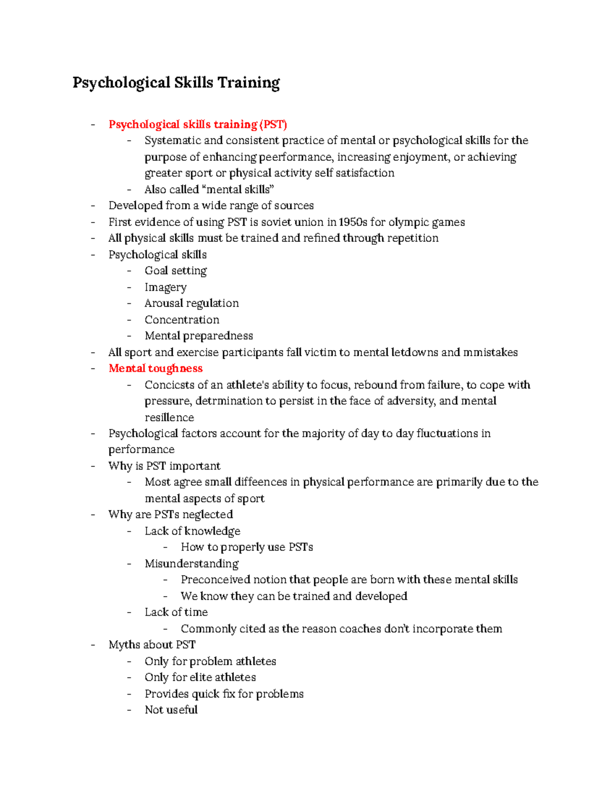 Psychological Skills Training Notes - Psychological Skills Training ...