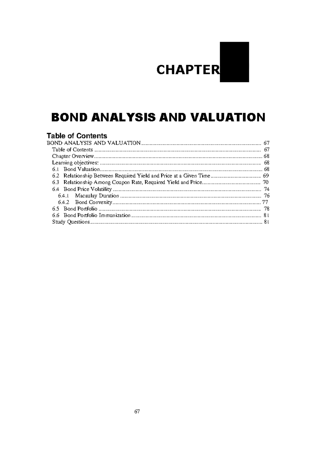 Chapter 7 bond analysisn and valuation - Table of Contents BOND ...