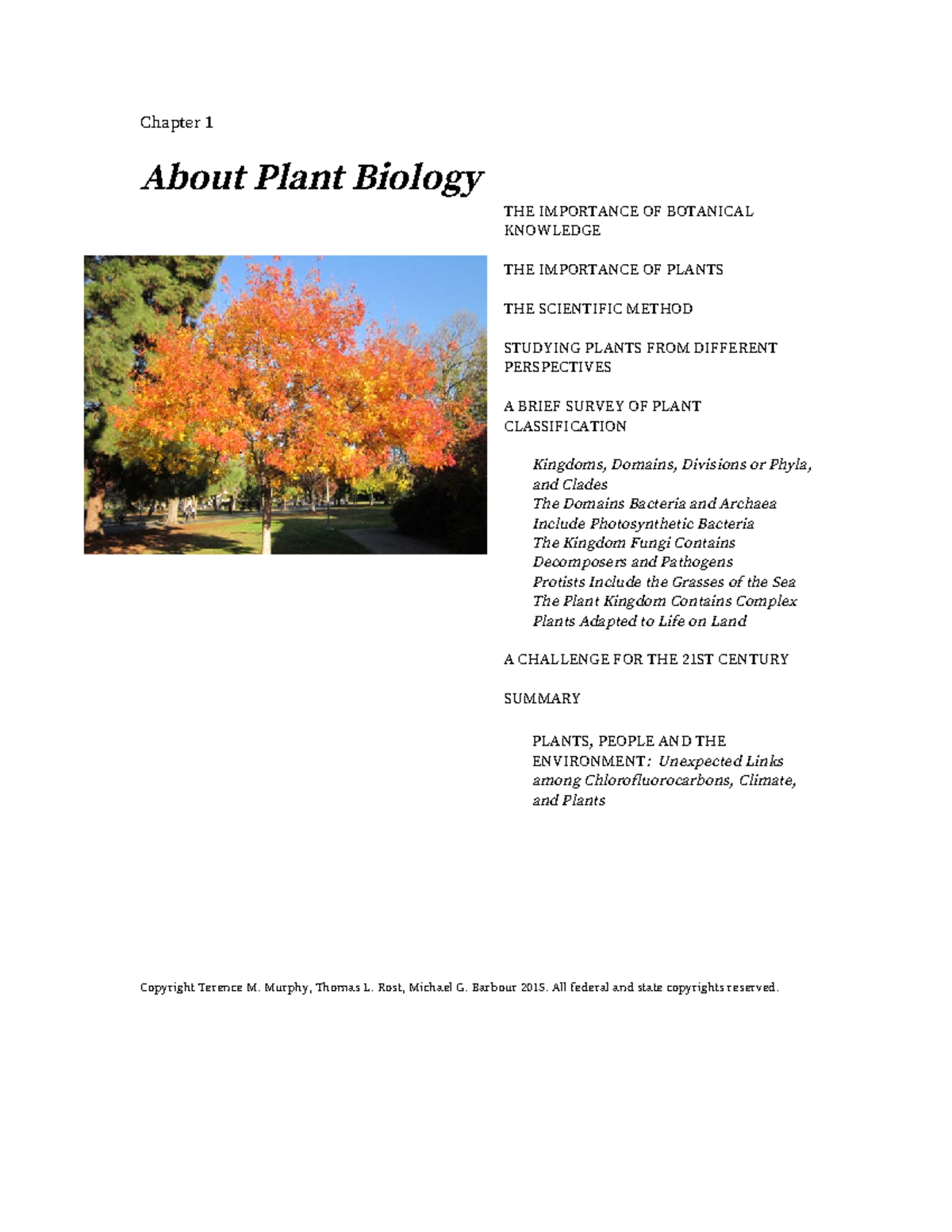 Chapter 1nf - notes - Chapter 1 About Plant Biology THE IMPORTANCE OF ...