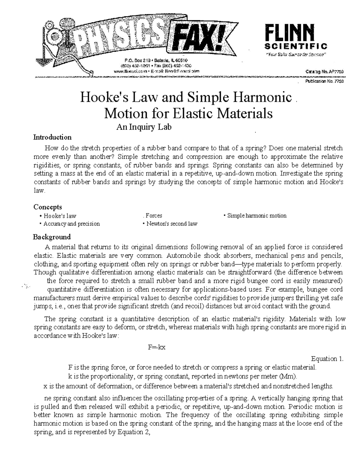 Hookes Law students-1 - sdf - Hooke's Law and Simple Harmonic Motion ...