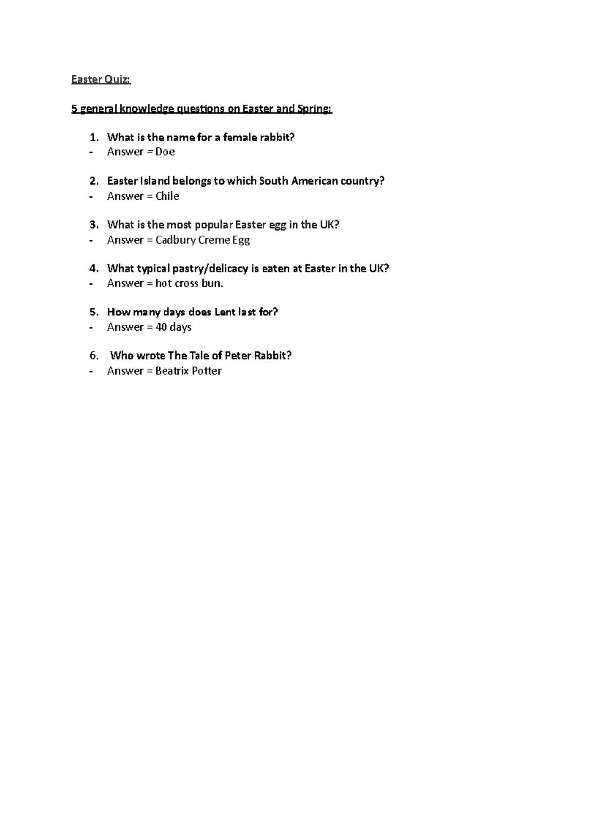Easter Quiz Easter Quiz 5 General Knowledge Questions On Easter And easter-quiz-easter-quiz-5-general-knowledge-questions-on-easter-and