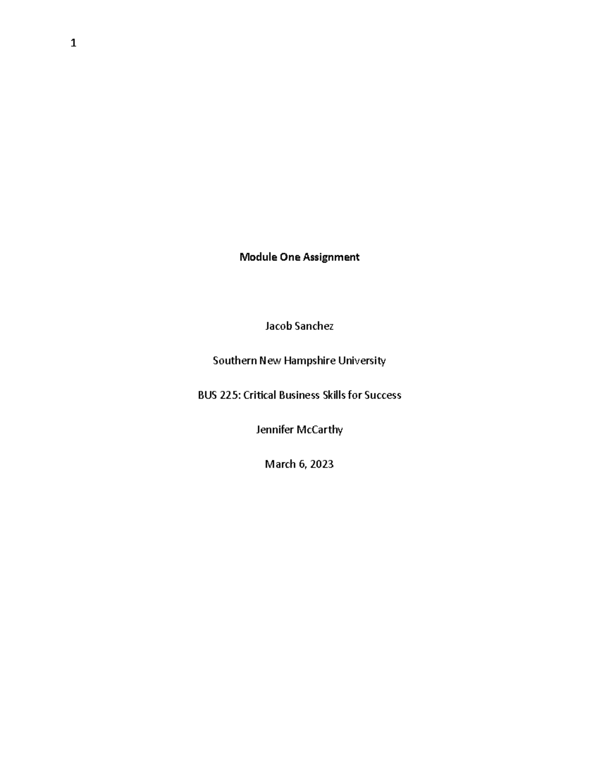 BUS225 Module One Assignment - Module One Assignment Jacob Sanchez ...