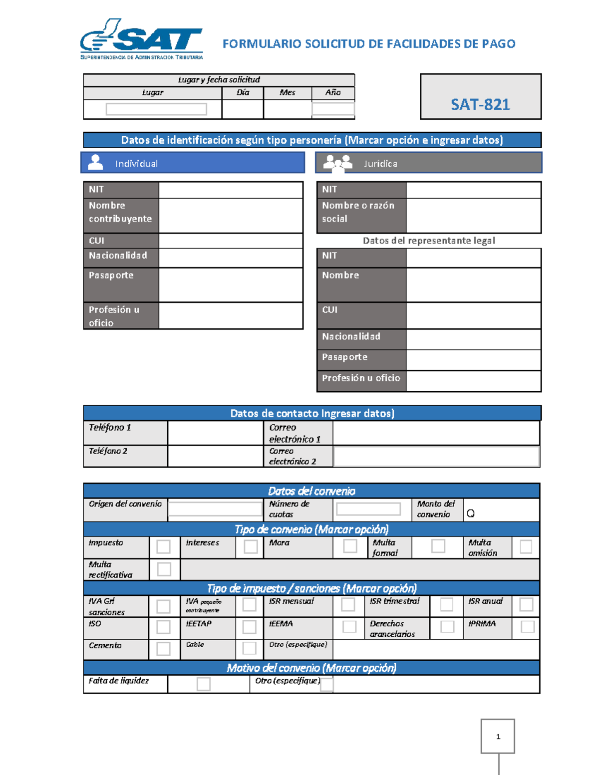 Formulario 821 - SAT - forma para tramite SAT - FORMULARIO SOLICITUD DE ...