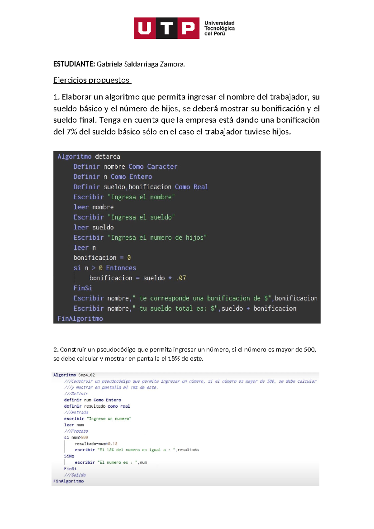 Alg-Estructura simple - ESTUDIANTE: Gabriela Saldarriaga Zamora ...