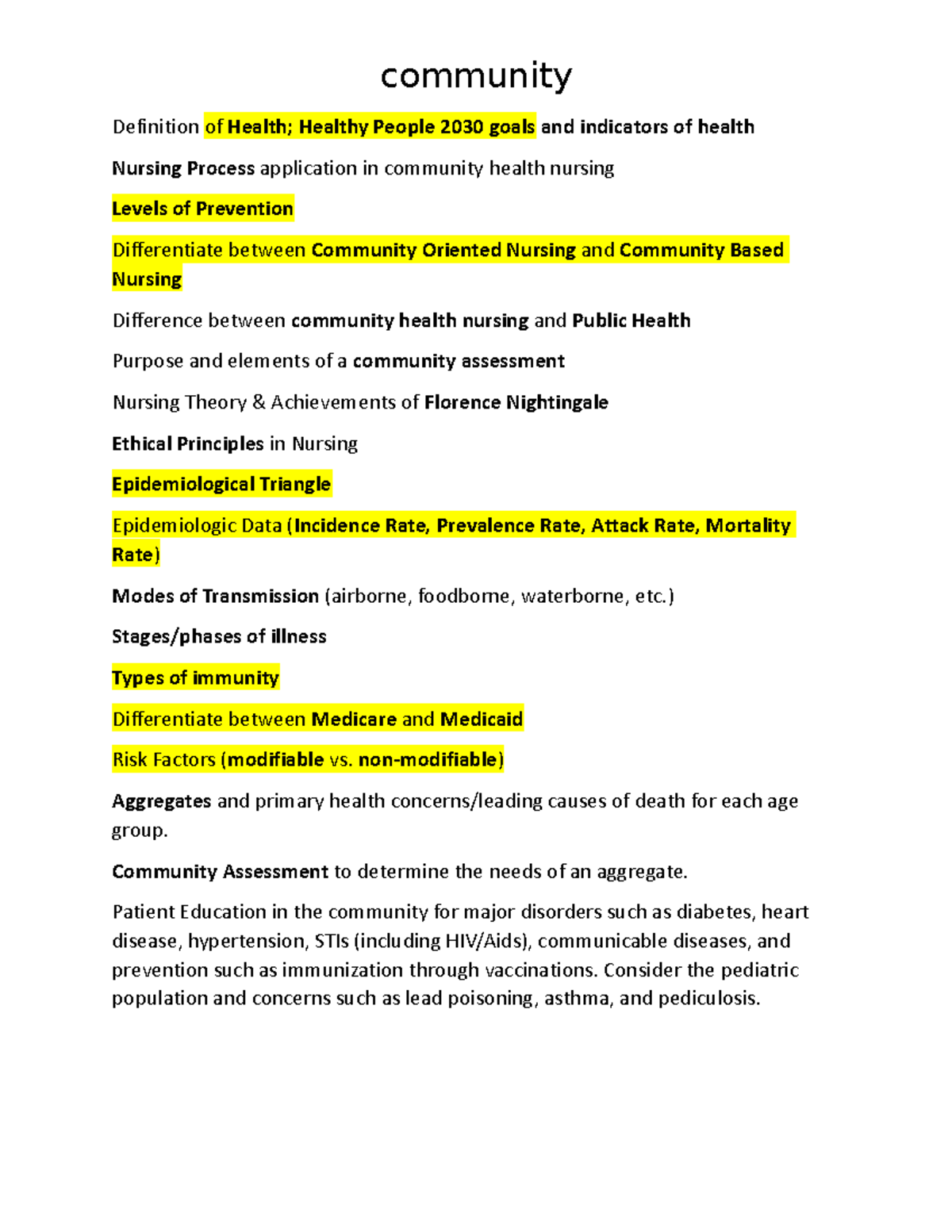 Community Review topic - community Definition of Health; Healthy People ...