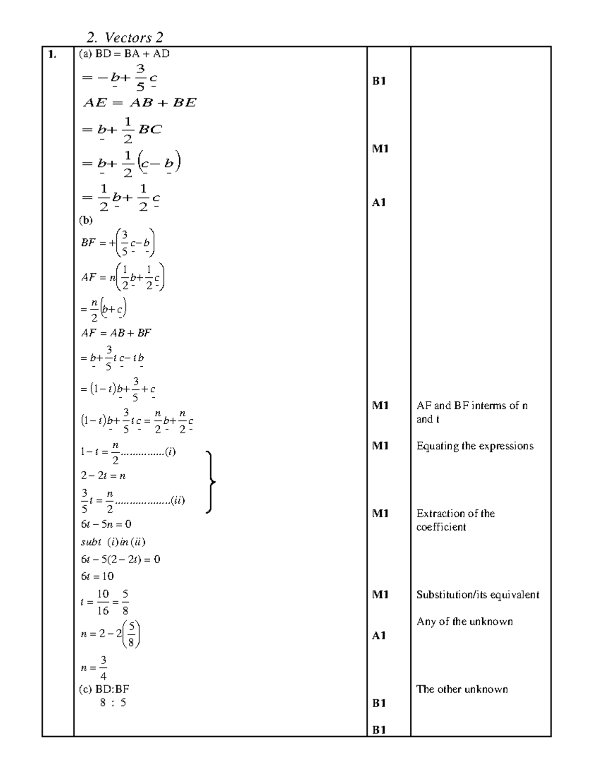 Vectors-2-ANS - vectors study - 2. Vectors 2 (a) BD = BA + AD ~ ~ ~ ~ ~ ~ ~ ~ 2 1 2 1 2 1 2 1 5 ...