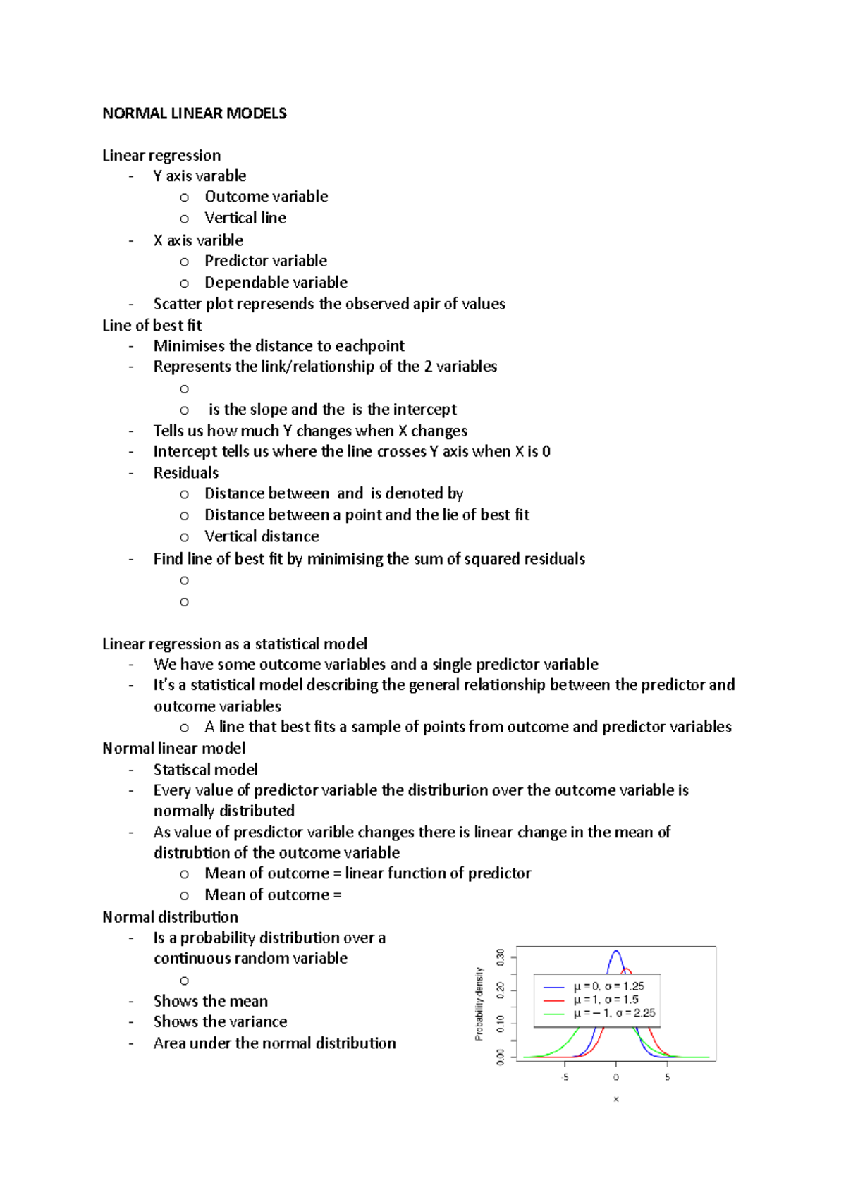 Week 2 - Normal Linear Moadels - NORMAL LINEAR MODELS Linear regression - Y axis varable o ...