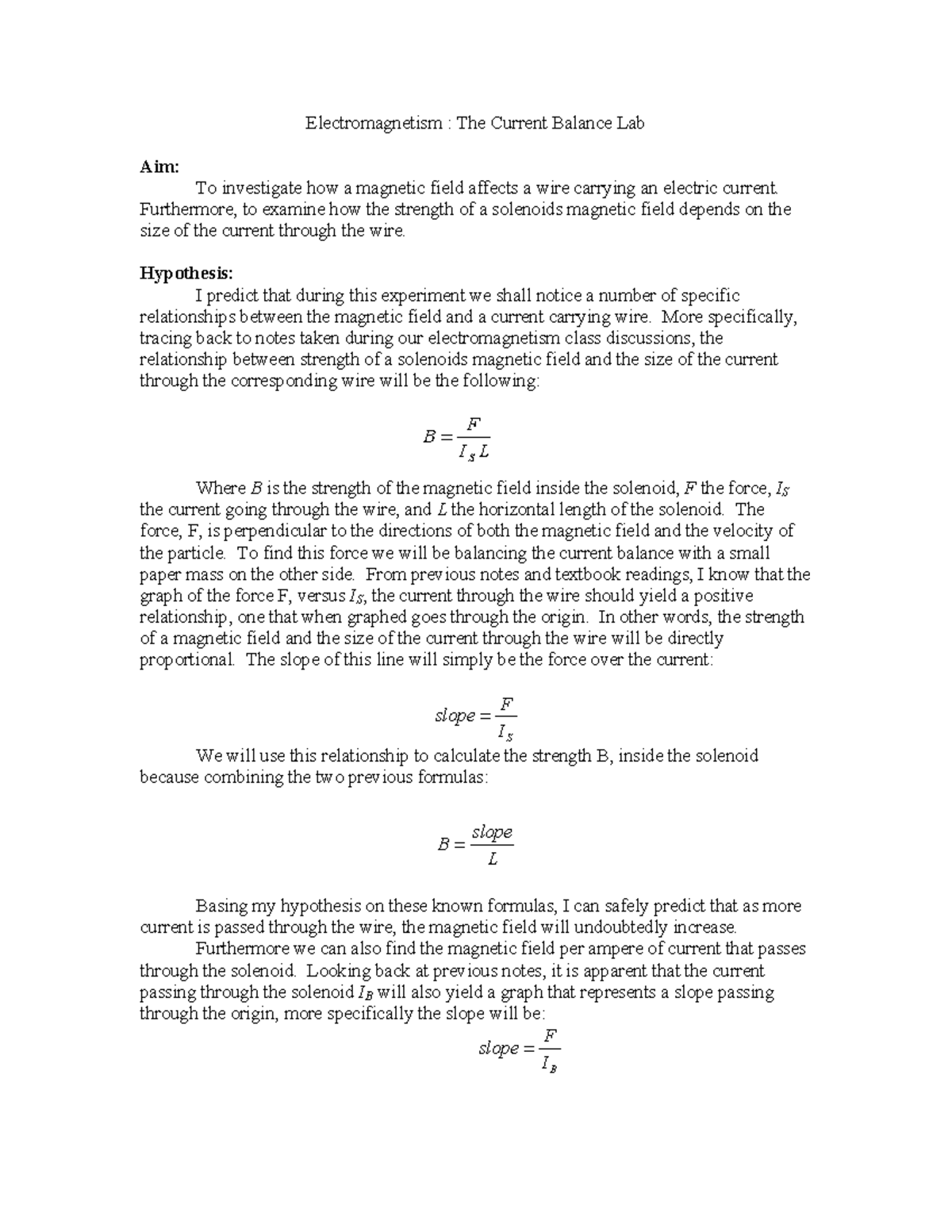 PDF Current Balance - lab - Electromagnetism : The Current Balance Lab ...