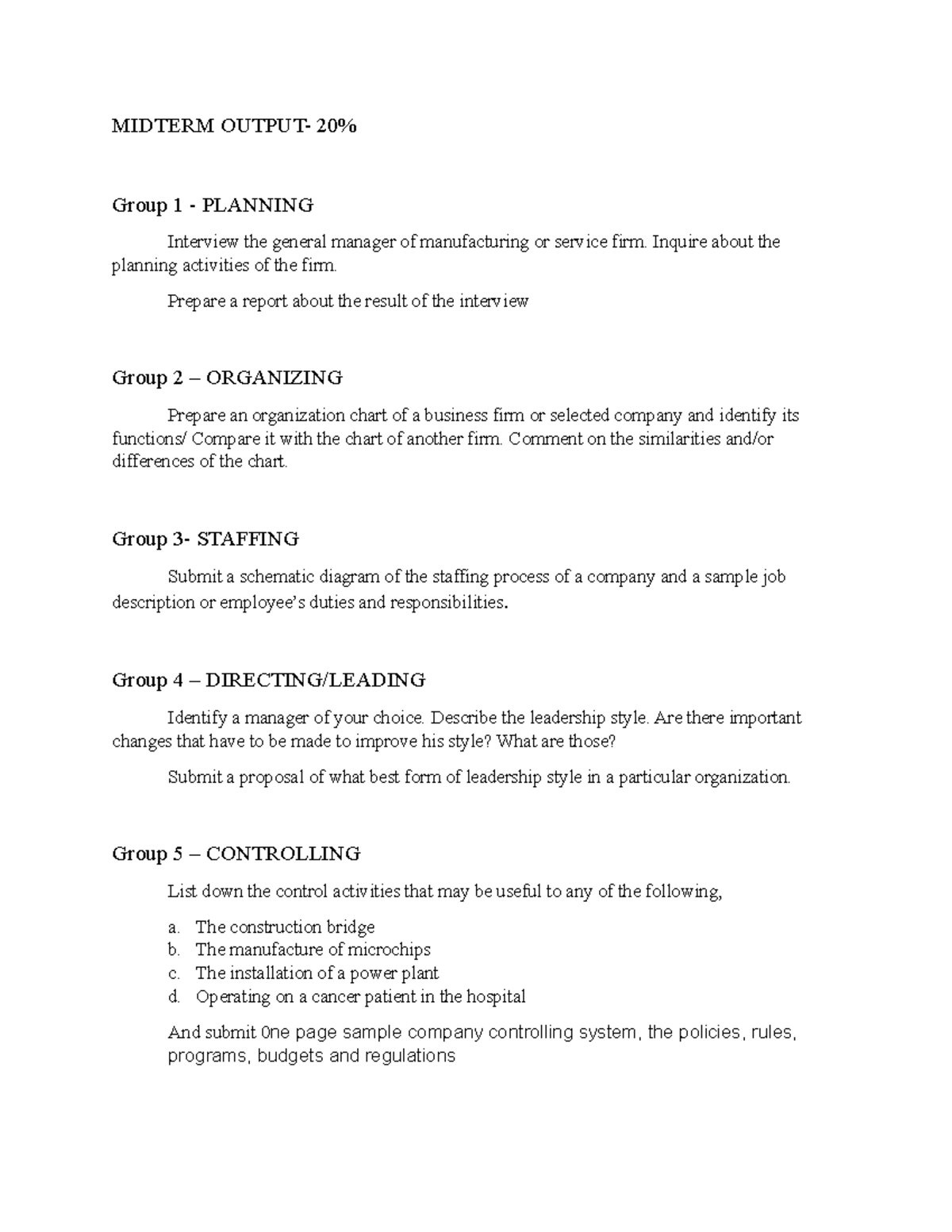 Posdicon - ....... - MIDTERM OUTPUT- 20% Group 1 - PLANNING Interview ...