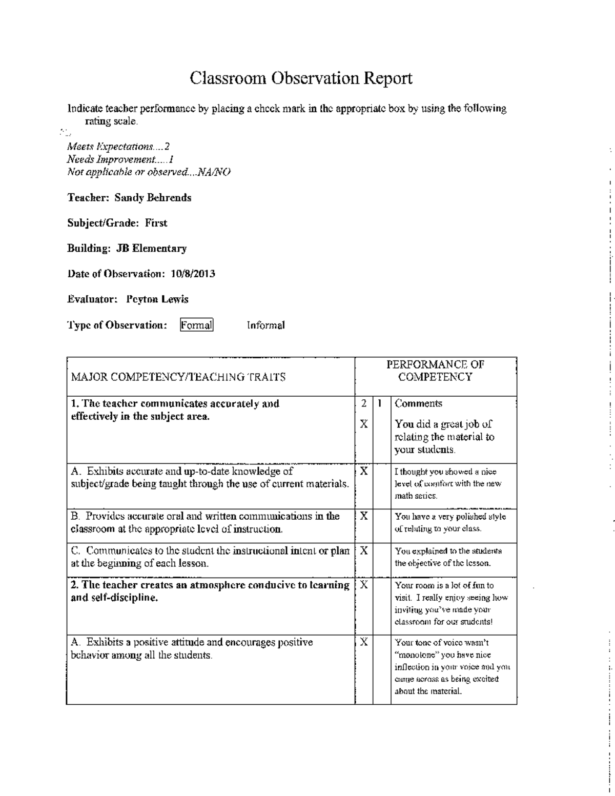 Student Observation Report - communication - Studocu