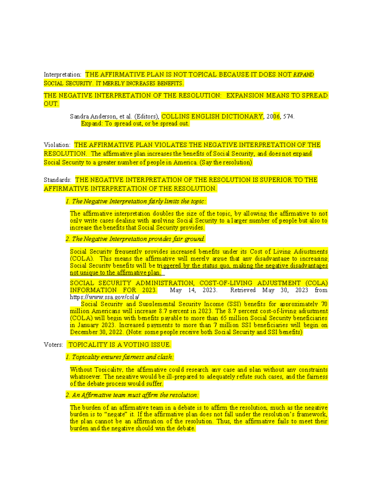 1 Expand Topicality - A definition - Interpretation: THE AFFIRMATIVE ...