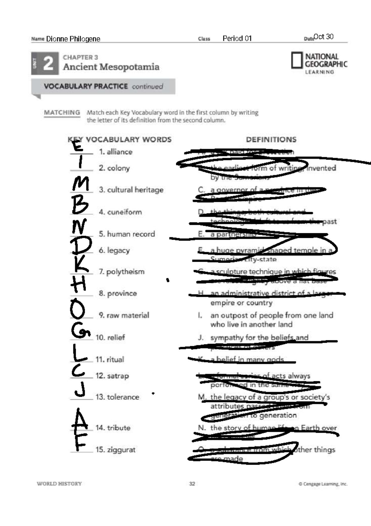 Chapter 3 Vocabulary - .... - Name Dionne Philogene Class Period 01 ...