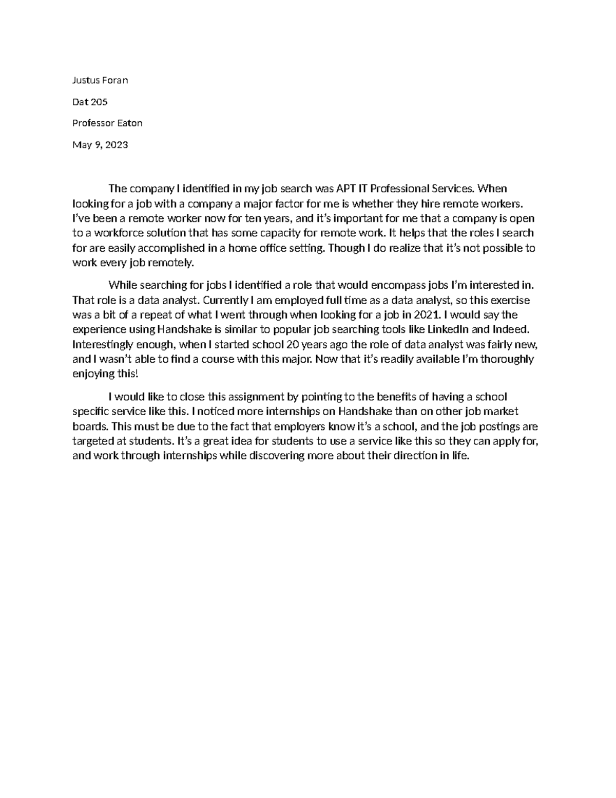 Module 2 Assignment - Justus Foran Dat 205 Professor Eaton May 9, 2023 ...