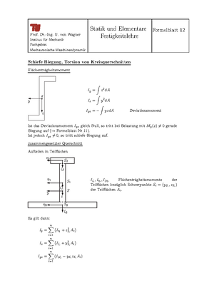 Formelsammlung-Mechanik1 - Merkblatt Statik und elementare Festigkeitslehre (Mechanik I) - WiSe ...