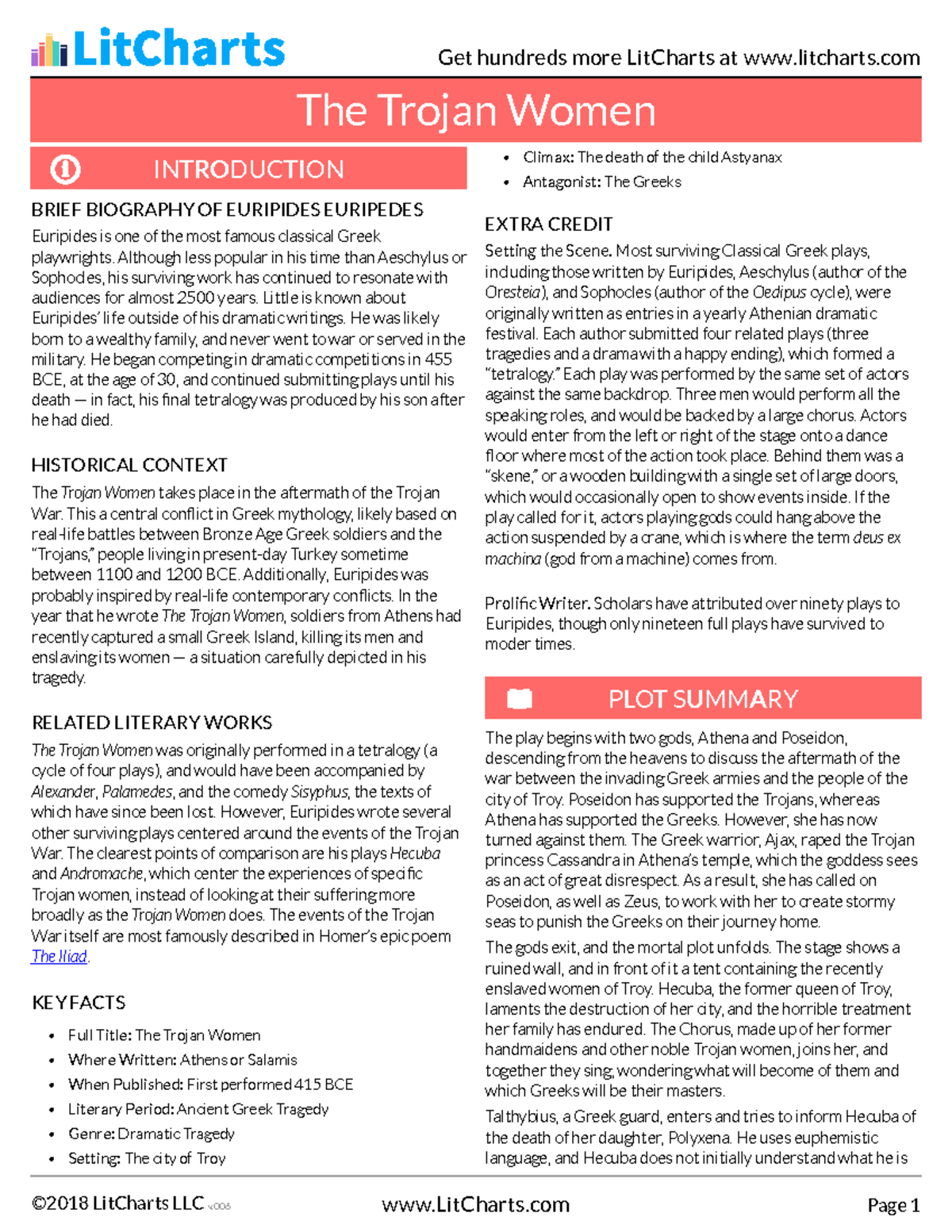 The Trojan Women Lit Chart - The Trojan Women BRIEF BIOGRAPHY OF ...
