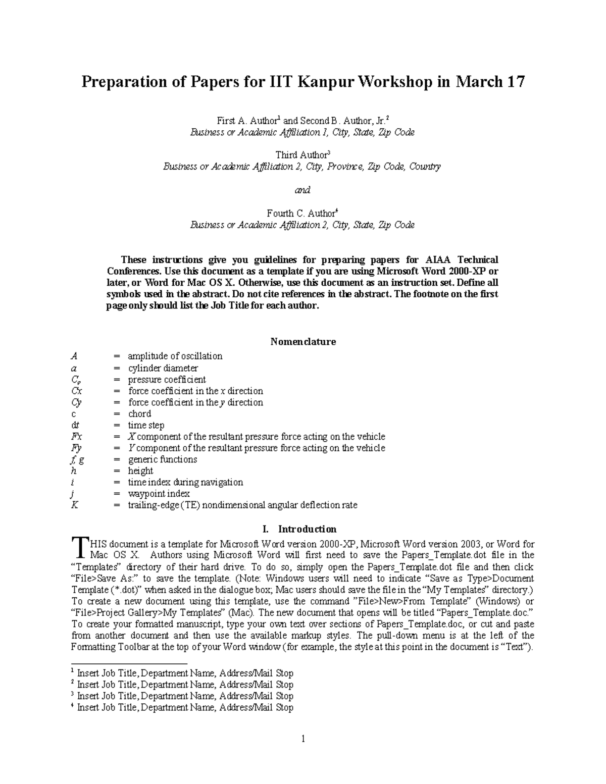 Poster template - GOOD - Preparation of Papers for IIT Kanpur Workshop ...