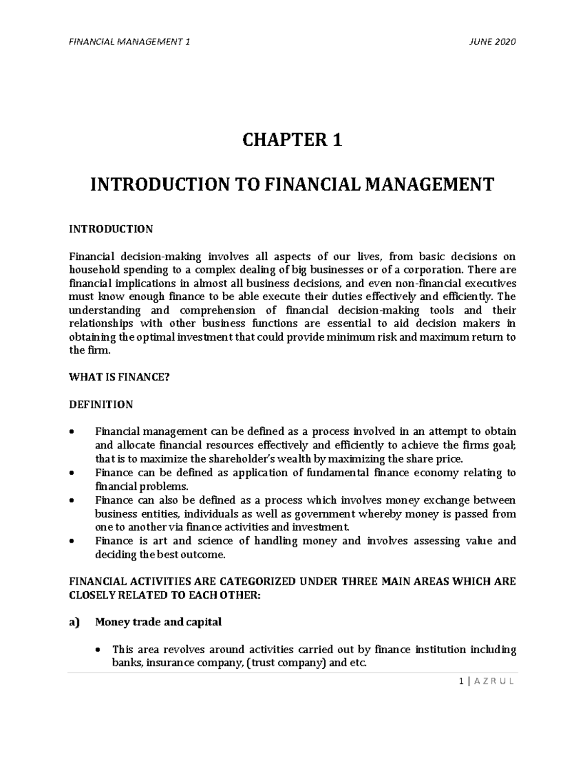MK 1 - FM 1 SESI JUN 2020 - CHAPTER 1 INTRODUCTION TO FINANCIAL ...