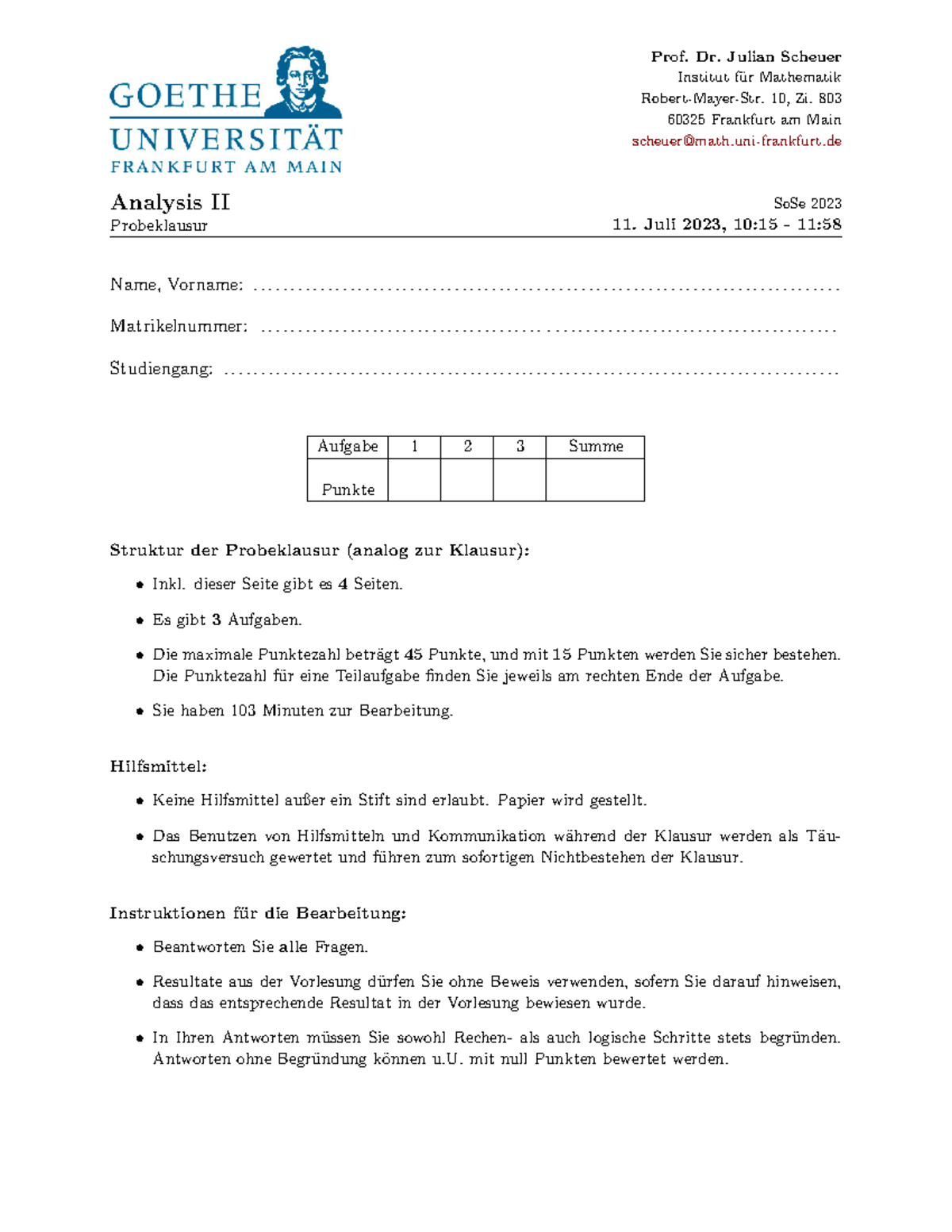 Probeklausur Analysis2_23_Scheuer - Analysis II Probeklausur Prof. Dr ...