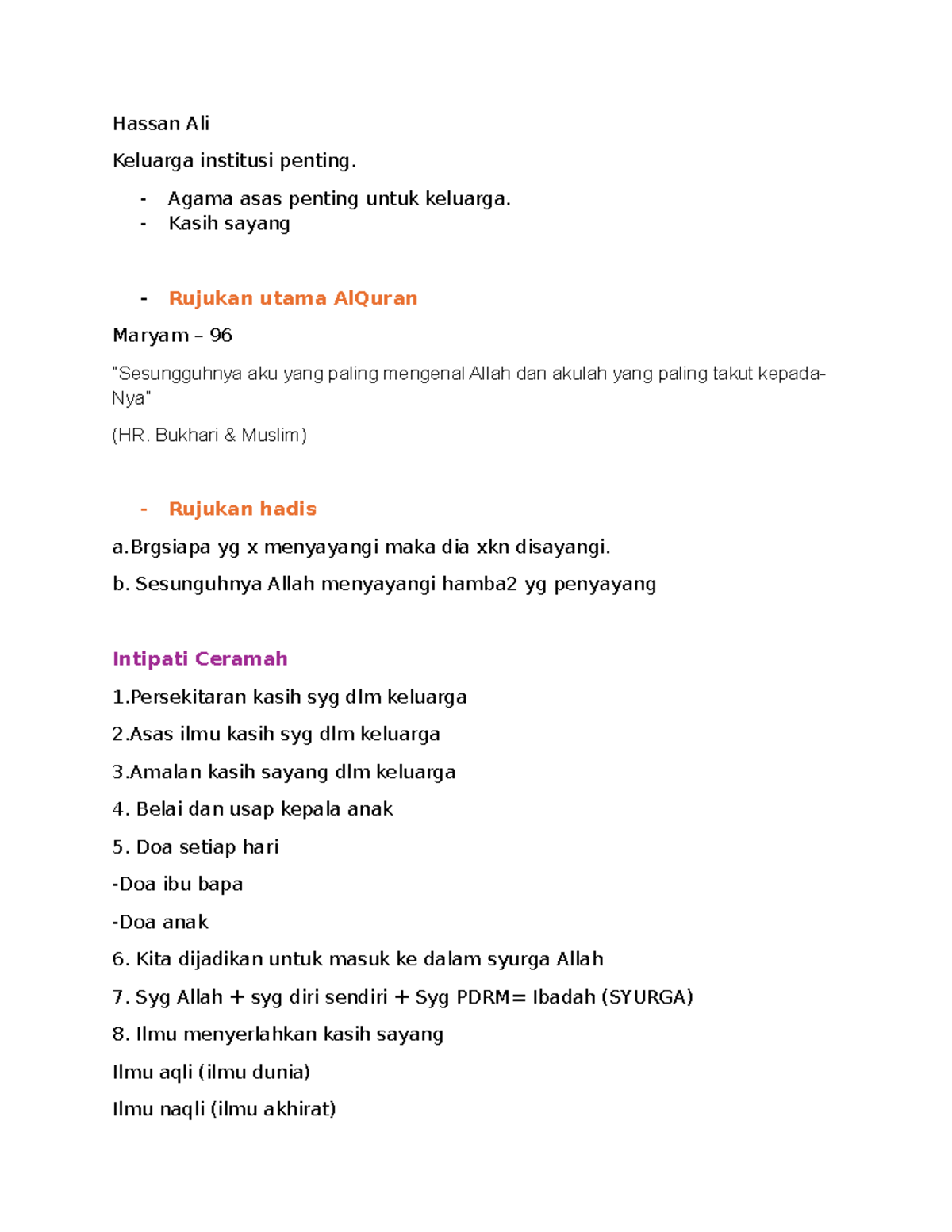 Ceramah Hassan Ali - Summary Agam Dan Hubungan Sosial - Hassan Ali ...