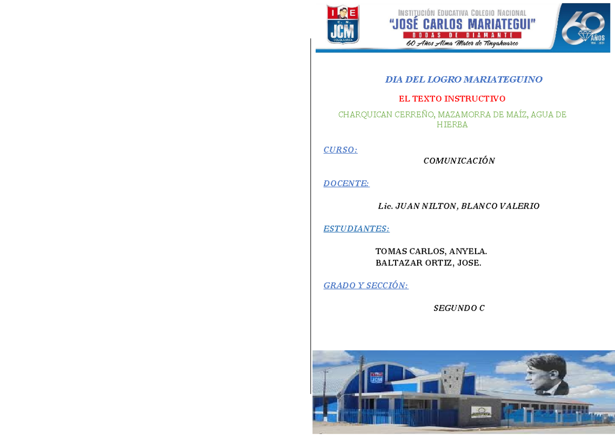 Triplico receta - comunicacion linguistica - CURSO: COMUNICACIÓN ...