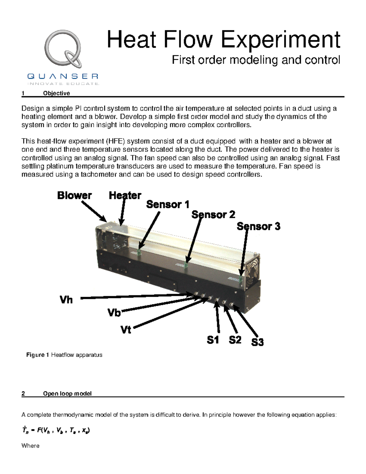 Heat Flow Experiment - Quanser - Figure 1 Heatflow apparatus Heat Flow ...